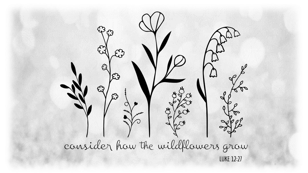 Inspirational Clipart - 7 Flowers With "consider How the Wildflowers ...