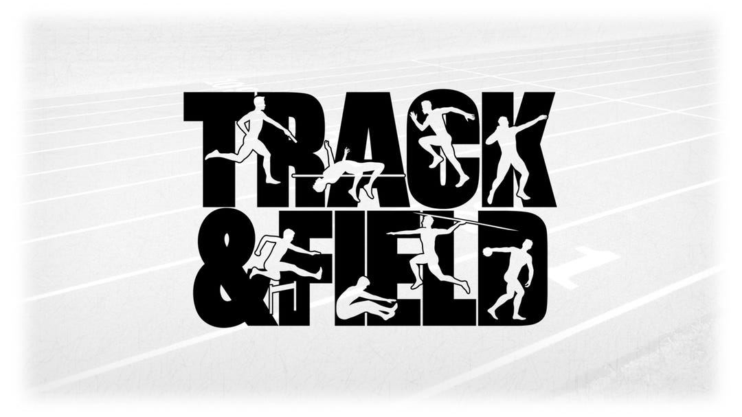 Sports Clipart: Black Words "track & Field" W/ Cutouts of Male Athlete ...