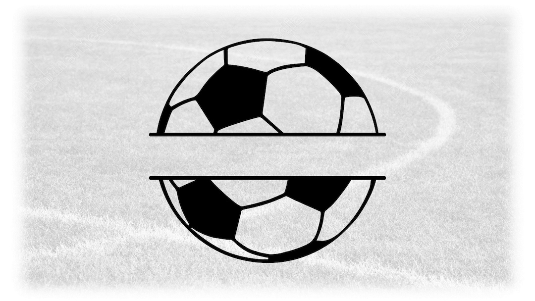 Sports Clipart: Black Split Soccer Ball With Name Frame Bold, Easy Weed ...