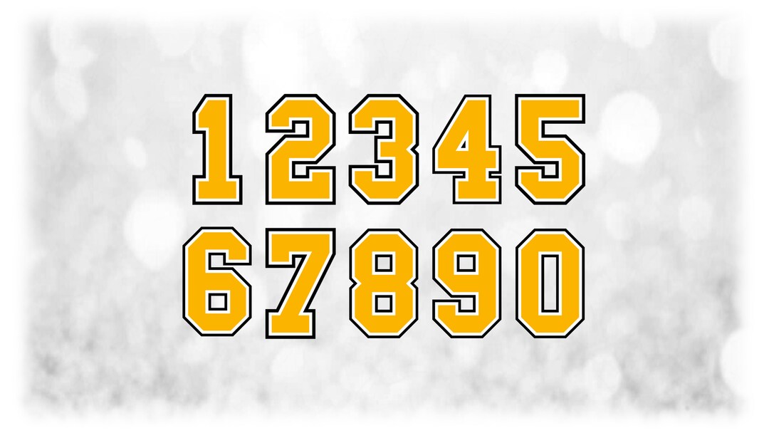 Sports Clipart: Jersey Number Templates Grouped on Single Sheet Gold ...