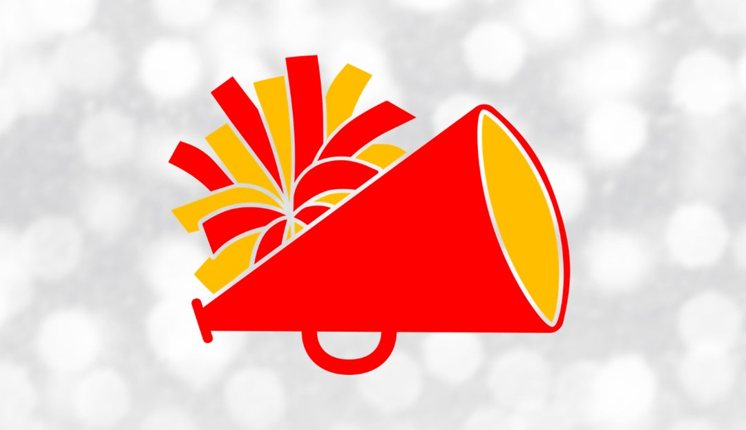 Sports Clipart: Red and Gold Cheerleader Megaphone With Pom Pom for ...