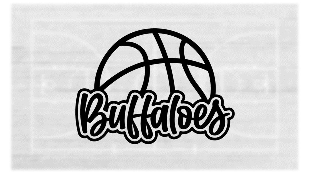 Sports Clipart: Black Half Basketball With Fun Script "buffaloes" Team ...