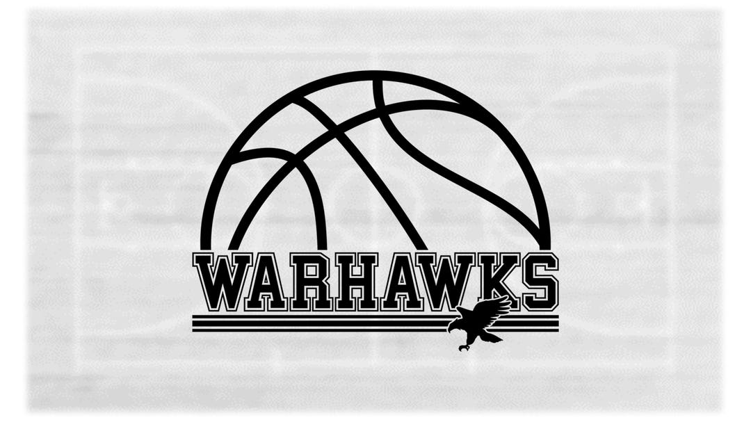 Sports Clipart: Black Half Basketball With "warhawks" Team Name Varsity ...