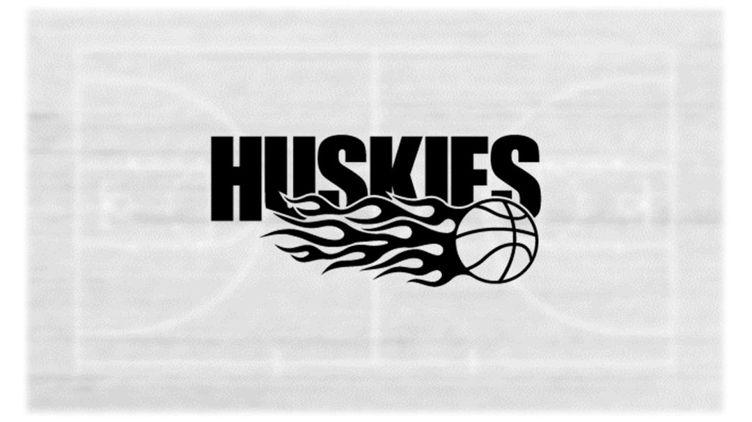 Sports Clipart: Black Bold Team Mascot Name "huskies" and Basketball ...