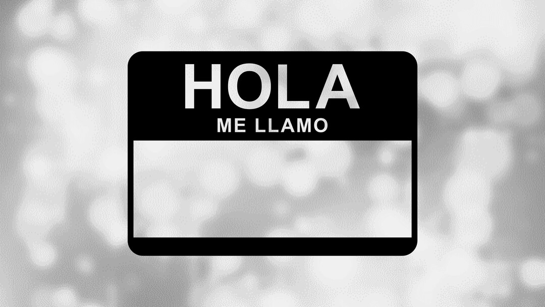 Word Clipart: Black Show Through Name Badge W/ Words "hola Me Llamo" in ...