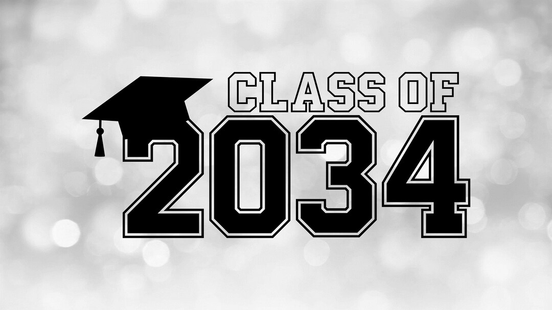 Educational Clipart: Class of 2034 in Bold Black College Style Letters ...