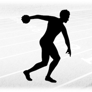 Sports Clipart: Black Silhouette of Male/man/boy Thrower With Discus ...