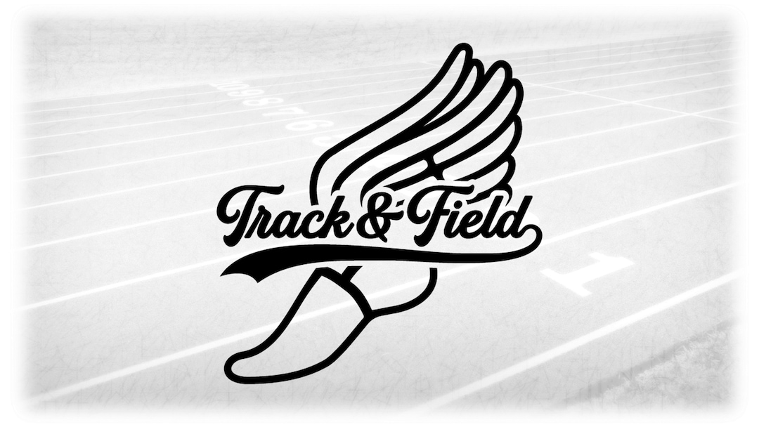 Sports Clipart: Black Script Words track & Field Cutout of Winged ...