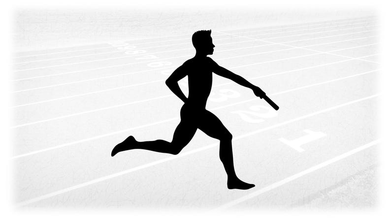 Sports Clipart: Black Silhouette of Male, Boy, or Man Relay Runner in ...