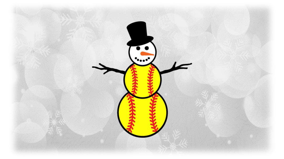 Holiday Clipart: Black on White/yellow Softball Snowman W/ Eyes, Mouth ...