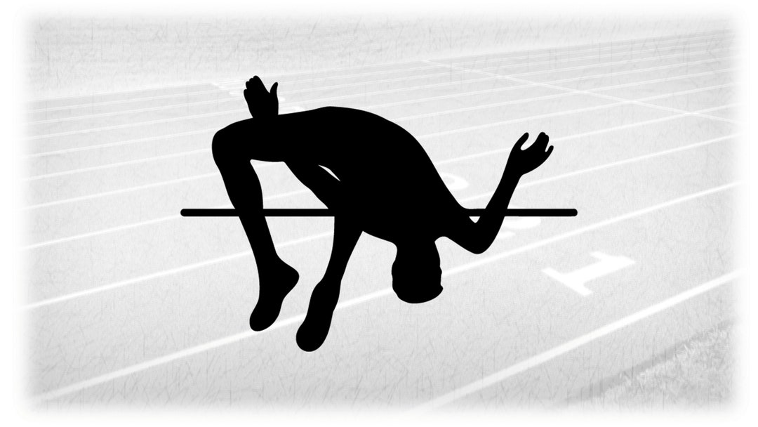 Sports Clipart: Black Silhouette of Track & Field High Jump Male ...