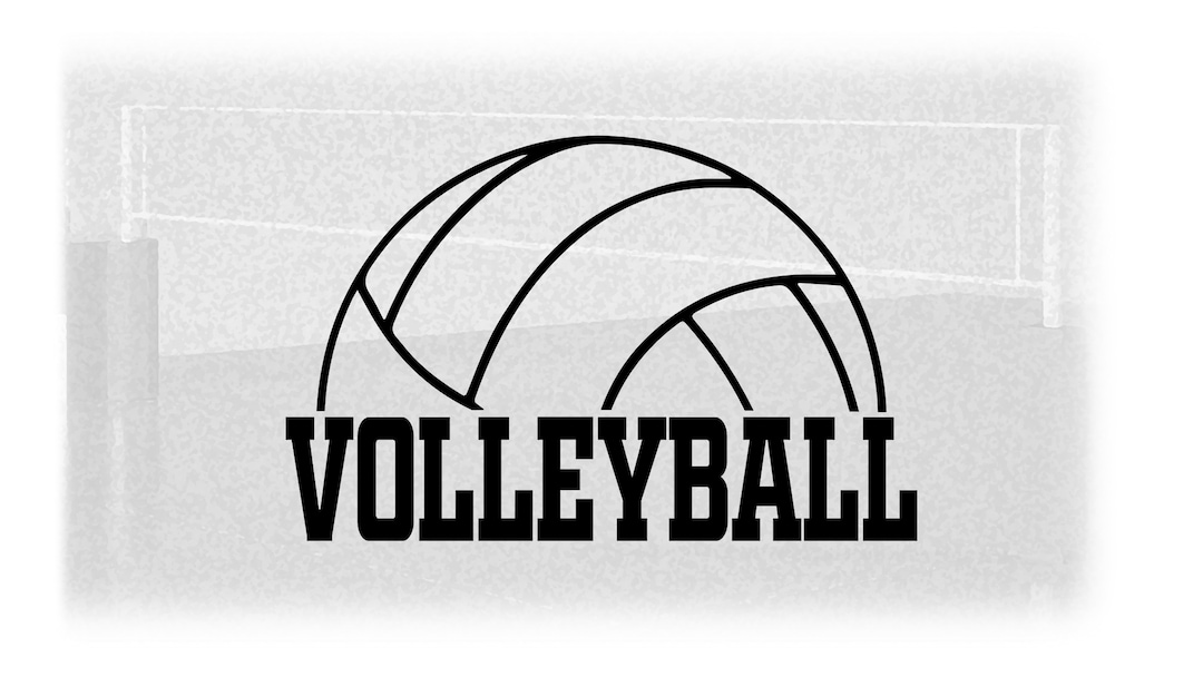 Sports Clipart: Black Bold Half Volleyball Silhouette Outline With Word ...