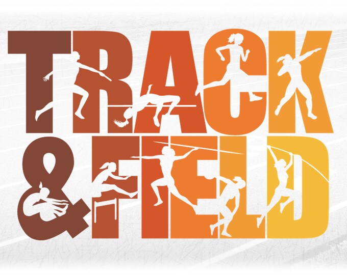 Sports Clipart: Earth Tone Words "track & Field" With Female Athlete ...