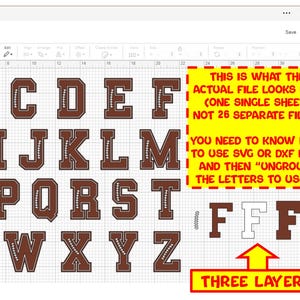 Sports Clipart: Foottball Layered Alphabet Letters on ONE Single Sheet ...