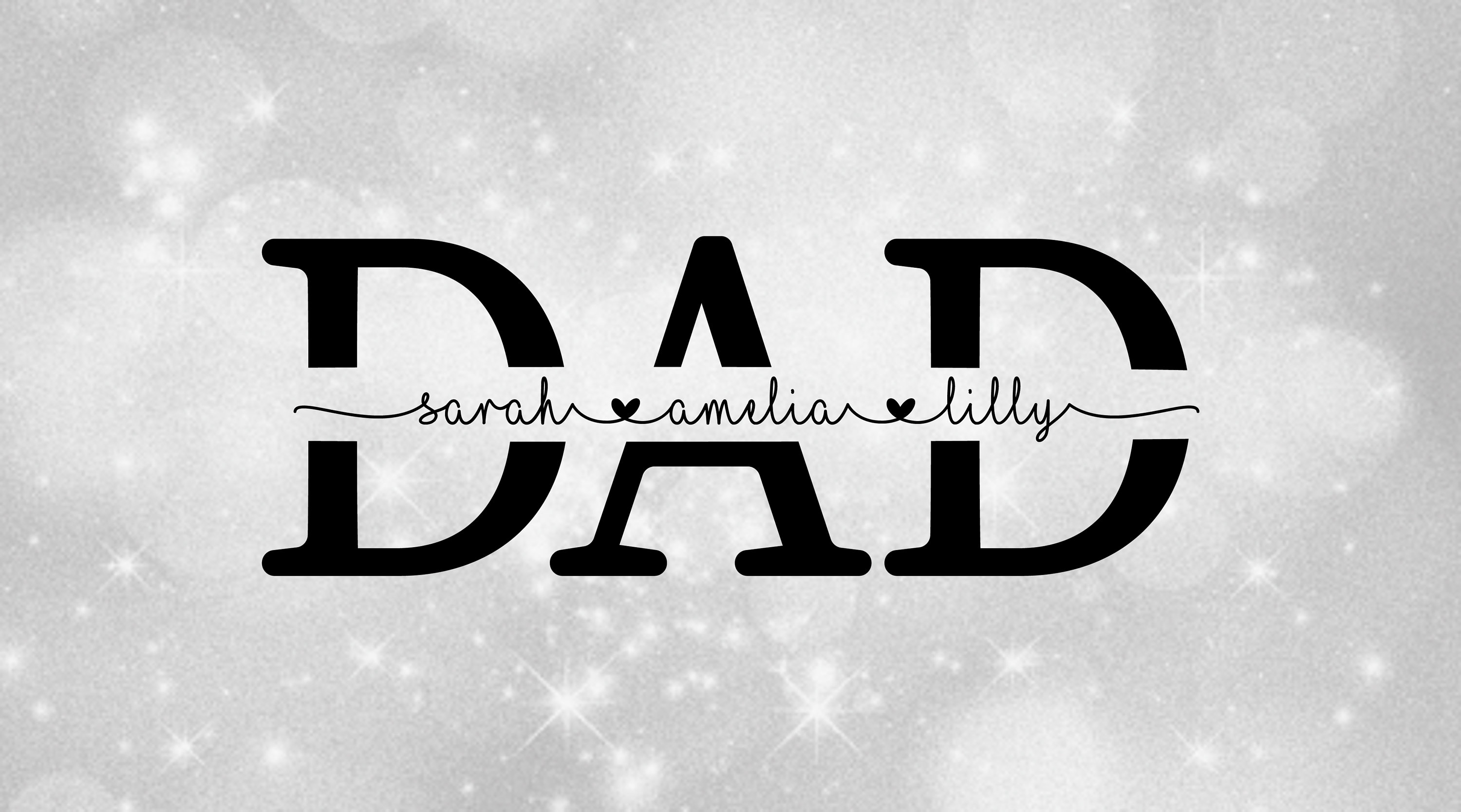 The Word Dad In Black And White