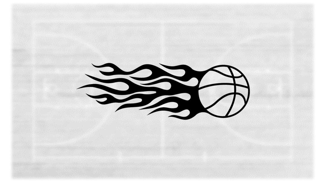 Sports Clipart: Black "fireball" Basketball Silhouette Outline With ...