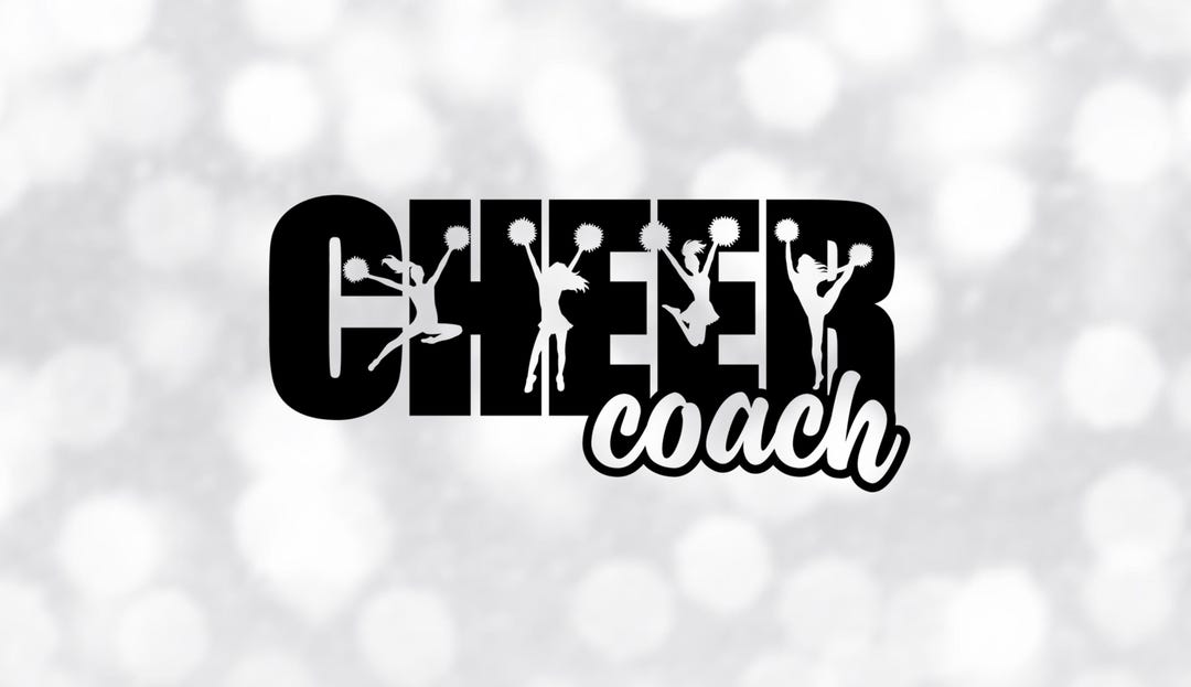 Sports Clipart: Black Word "cheer" With Cheerleader Silhouettes Cutout ...