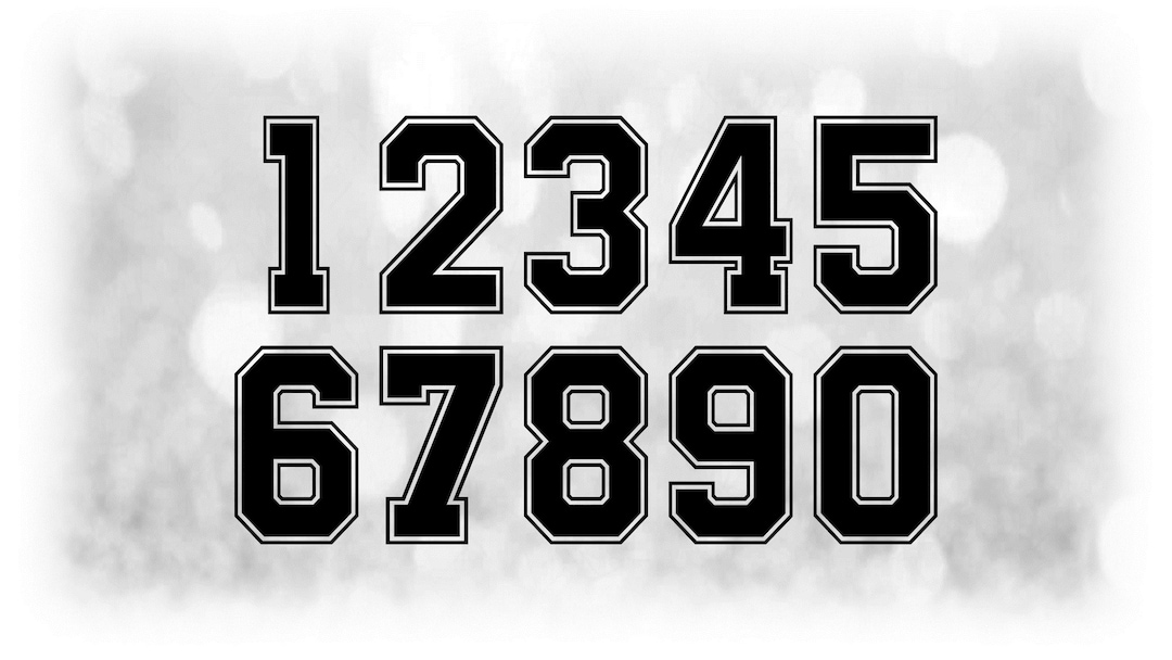 Sports: Jersey Number Templates Grouped on ONE Single Sheet - Black ...