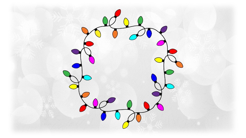 Holiday Clipart: Square Frame String / Strand of Christmas Light Bulbs ...