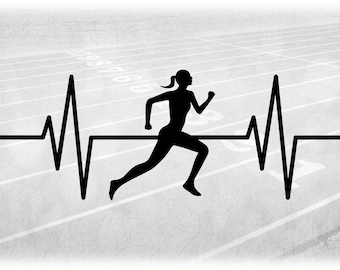 Female Runner Heart Beat Dxf - Etsy