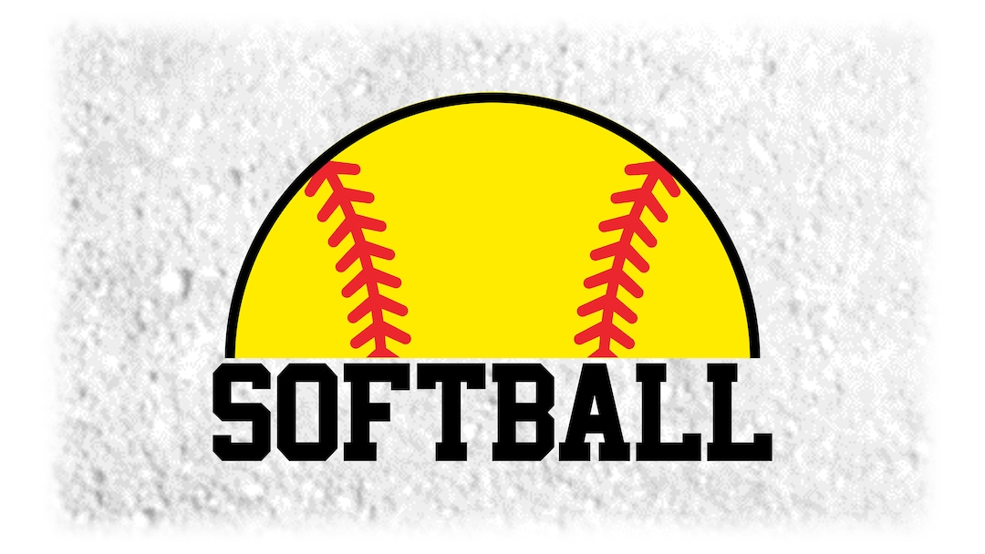 Sports Clipart: Word softball in College Style With Half Ball in Yellow ...