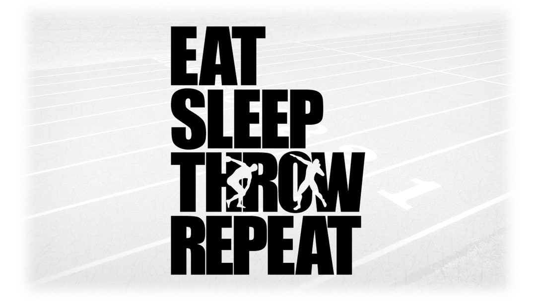 Sports Clipart: Bold Black Words eat Sleep Throw Repeat W/ Male Thrower ...