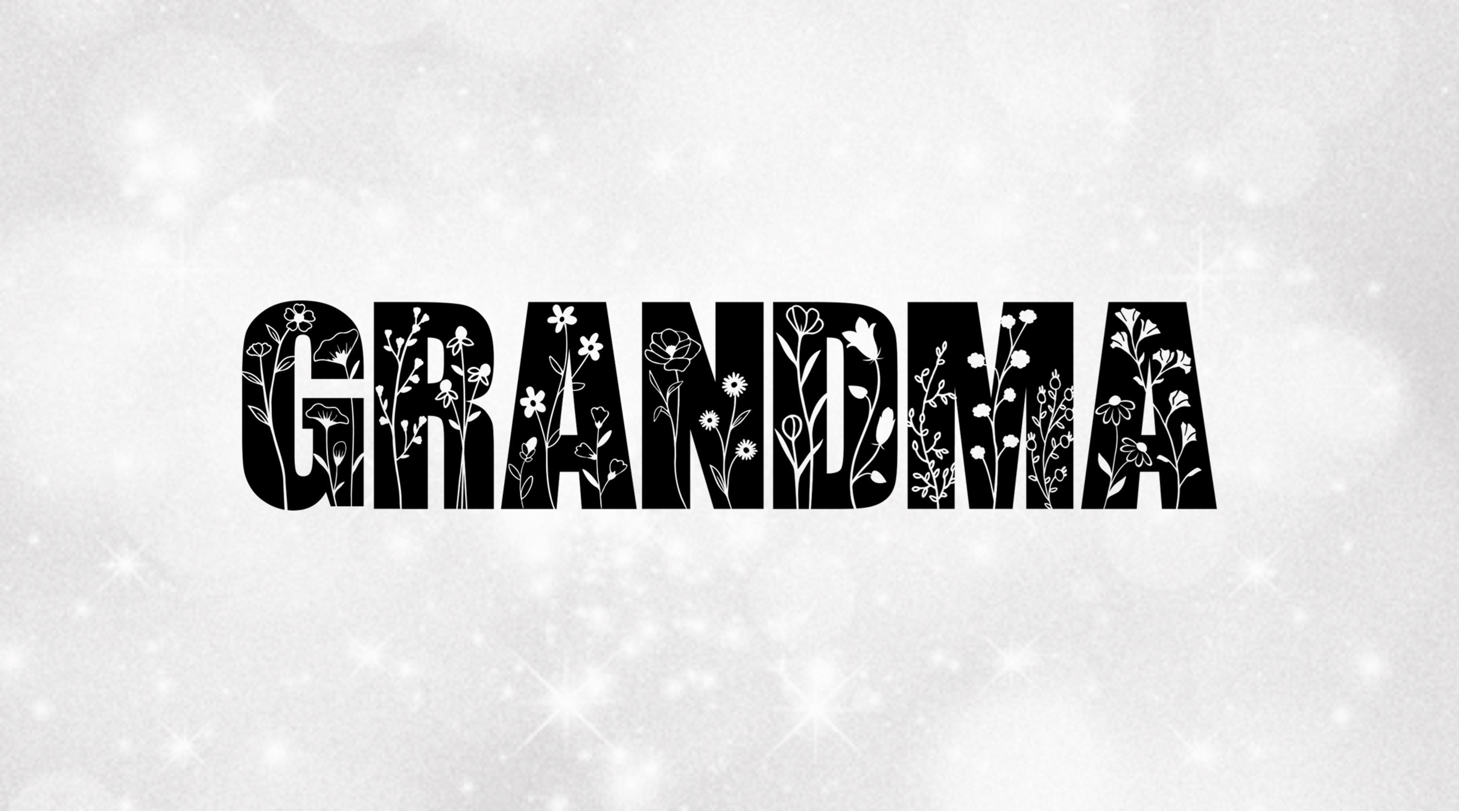 Family Clipart: Bold Black Style Word "grandma" With Patch of Many ...