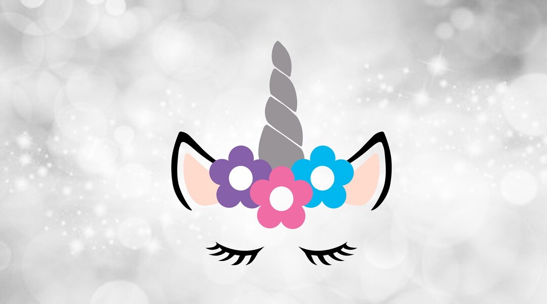 Animal Clipart: Simple Easy Colorful Unicorn Face With Horn, Flowers ...