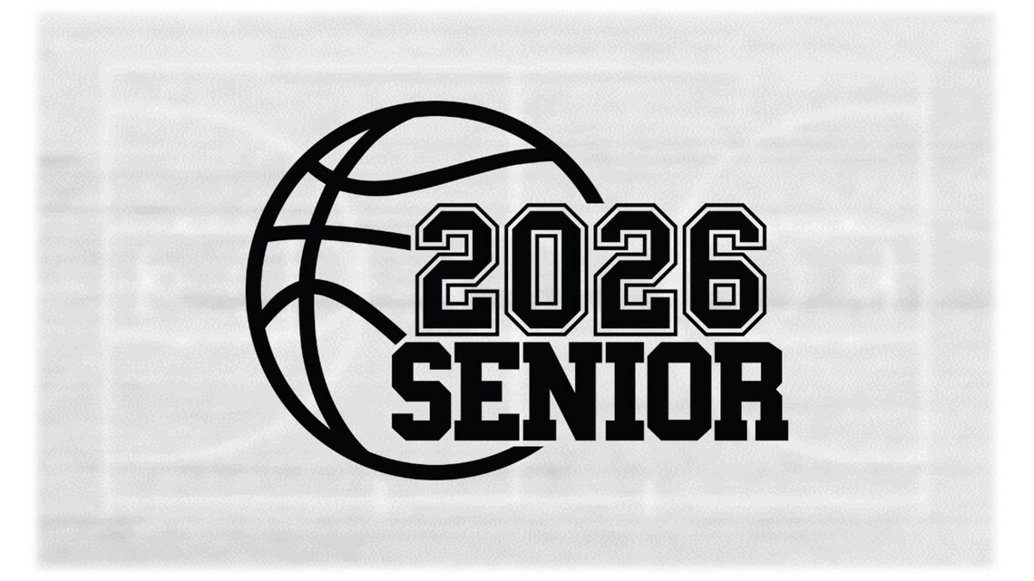 Sports Clipart: Black Basketball With Words "2026 Senior" in Varsity ...