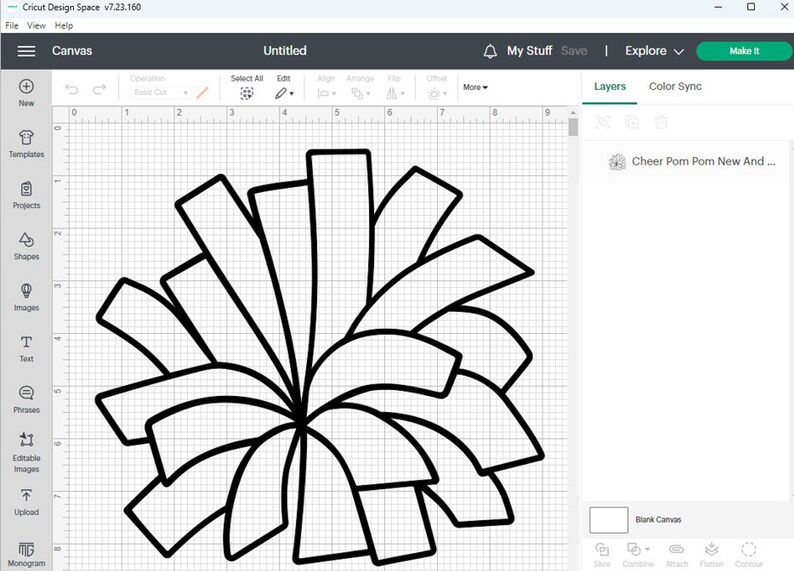 Sports Clipart: Cheerleader Pom Pom in Black Outline for - Etsy