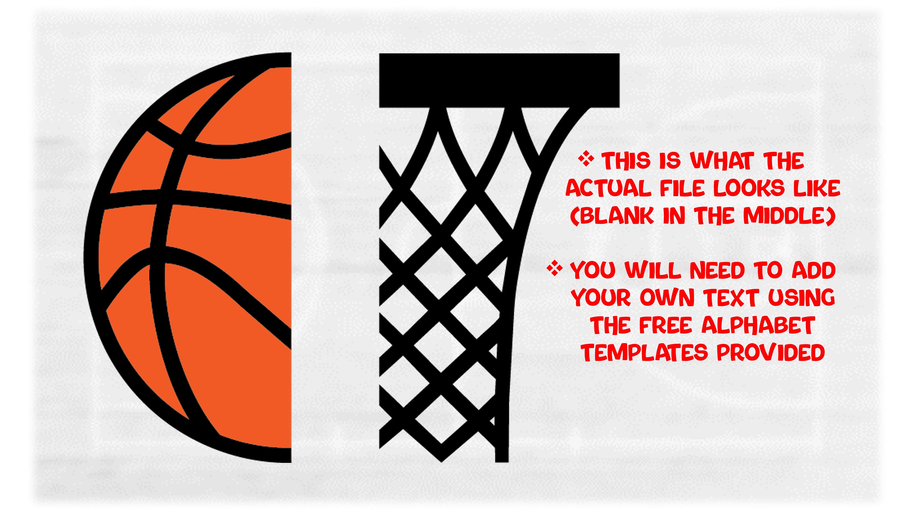 Sports Clipart: Black Bold Half Basketball on Orange & Half Hoop/net ...