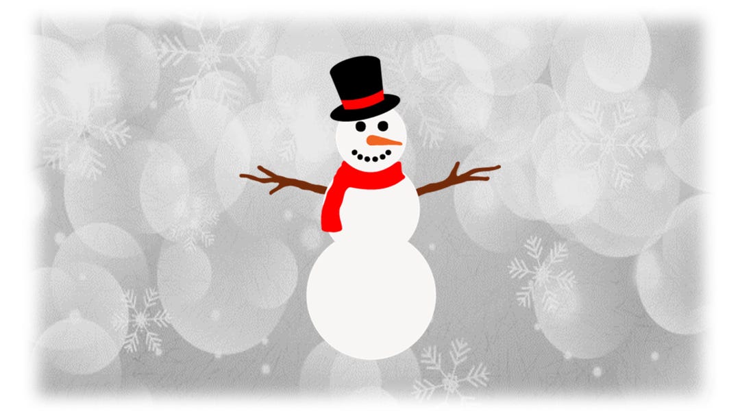 Holiday Clipart: White Snowman With Black Coal Eyes, Mouth, Top Hat ...