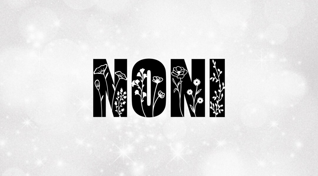 Family Clipart: Bold Black Style Word "noni" With Patch of Many ...