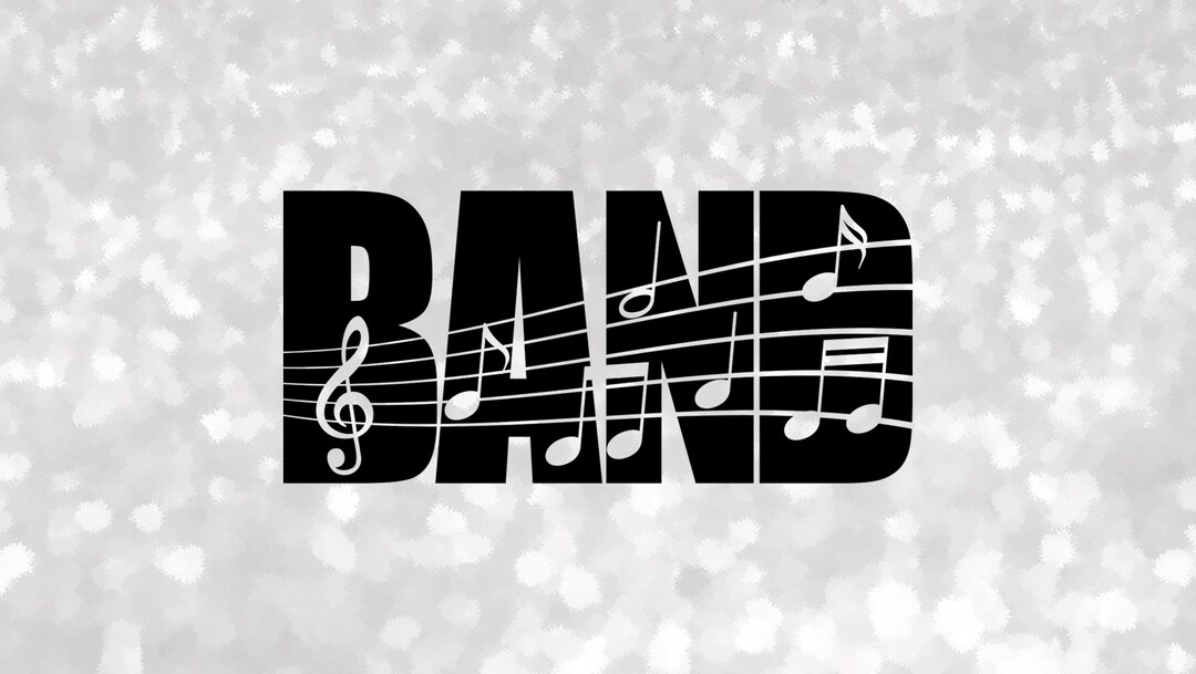 Sports Clipart: Black Bold Word "band" With Swirling Sheet of Music ...