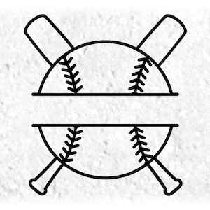 Sports Clipart: Black Outline of Baseball or Softball With Crossed Bats ...