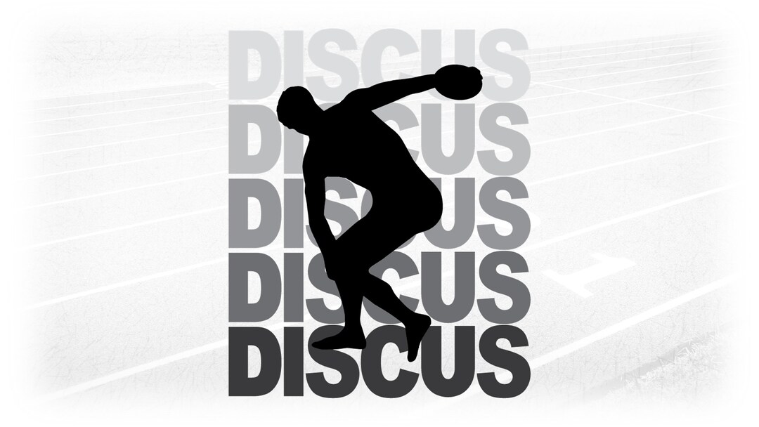 Sports Clipart: Track & Field Gray Shaded Words discus With Black Male ...