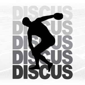 Sports Clipart: Track & Field Gray Shaded Words discus With Black Male ...