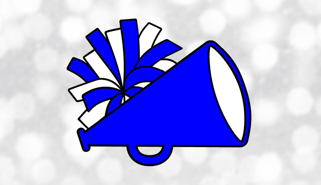 Sports Clipart: Blue & White Cheerleader Megaphone With Pom Pom on ...