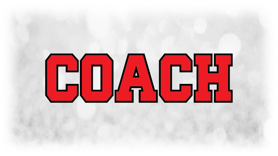 Sports Clipart: Red Word "coach" in Bold Collegiate Style Layered on ...