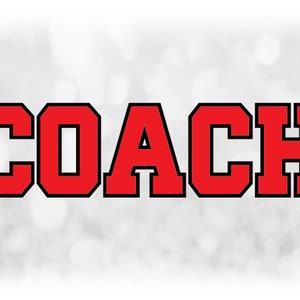 Sports Clipart: Red Word "coach" in Bold Collegiate Style Layered on ...