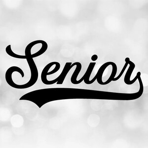 Inspirational Clipart: Bold Black Fancy Script Word "senior" in ...