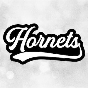 Sports Clipart: White "hornets" Team Name in Fancy Letters and Baseball ...
