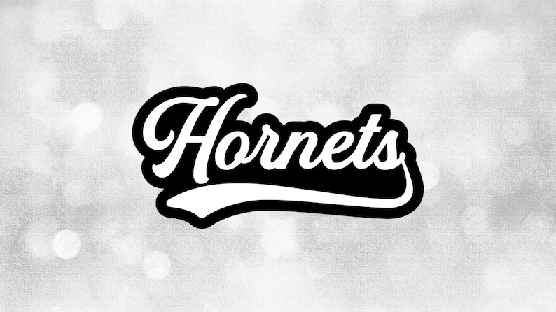 Sports Clipart: White "hornets" Team Name in Fancy Letters and Baseball ...