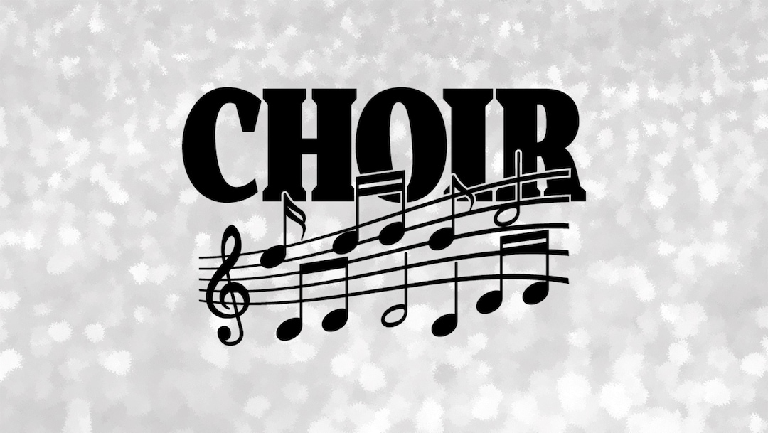 Shape Clipart: Black Word "choir" and Silhouette of Music Sheet With ...
