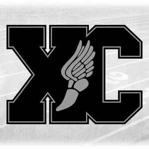 Sports Clipart: Black College Letters xc for Cross Country With Winged ...