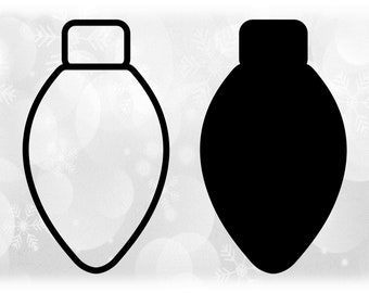 Holiday Clipart: Christmas Light Bulb Silhouette in Black - Etsy