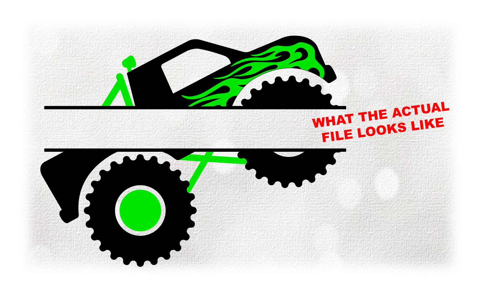 Car/automotive Clipart: Black Split Name Frame Monster Truck With Green ...