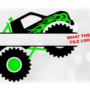 Car/automotive Clipart: Black Split Name Frame Monster Truck With Green ...