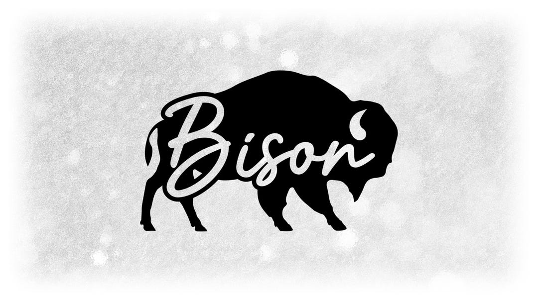 Sports Clipart: Black Script "bison" Team Name Cutout of Silhouette of ...