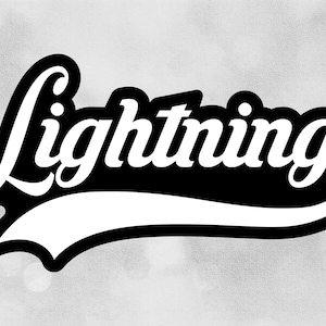 Sports Clipart: "lightning" Script Team Name With Baseball Style Swoosh ...